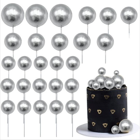 Party Supplies | Diy Cake Decorations 3 Foam Ball Cake Picks Faux Pearl ...